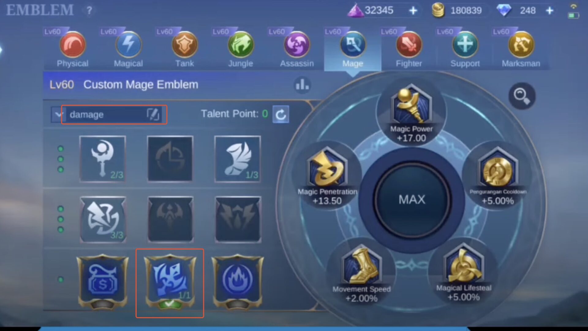 Emblem Mage Mobile Legends dan Hero Tersakit